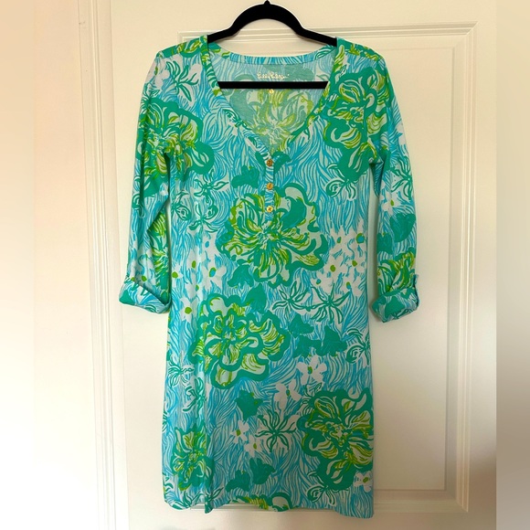Lilly Pulitzer | Dresses | Lilly Pulitzer Wave Rider Blue Green Dress ...